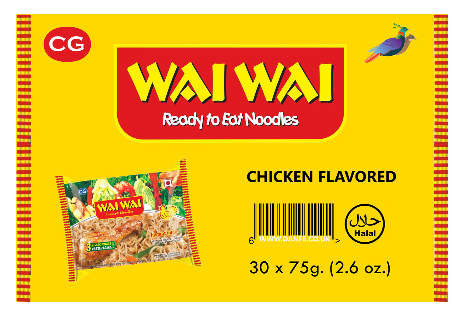 GLOBAL FOOD MART: Chicken Flavor Nepali Wai Wai Noodles - 1 box (30x75gm)